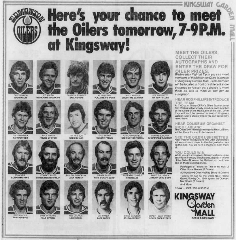 Oilers West Edmonton Mall autograph session set for November 27th