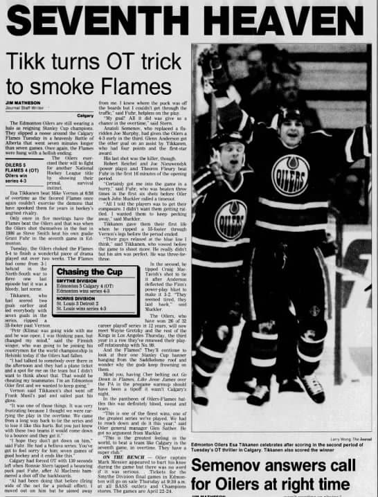 Throwback Thursday: On this day in 1991, Edmonton Oilers rally from 3-0 ...