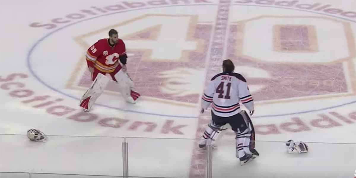 40 Moments: Mike Smith and Cam Talbot drop the gloves
