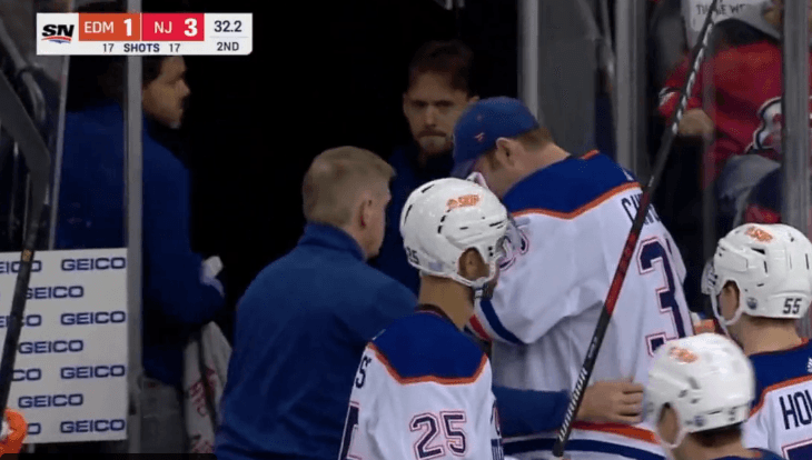Edmonton Oilers goaltender Jack Campbell ‘okay’ after taking puck to face