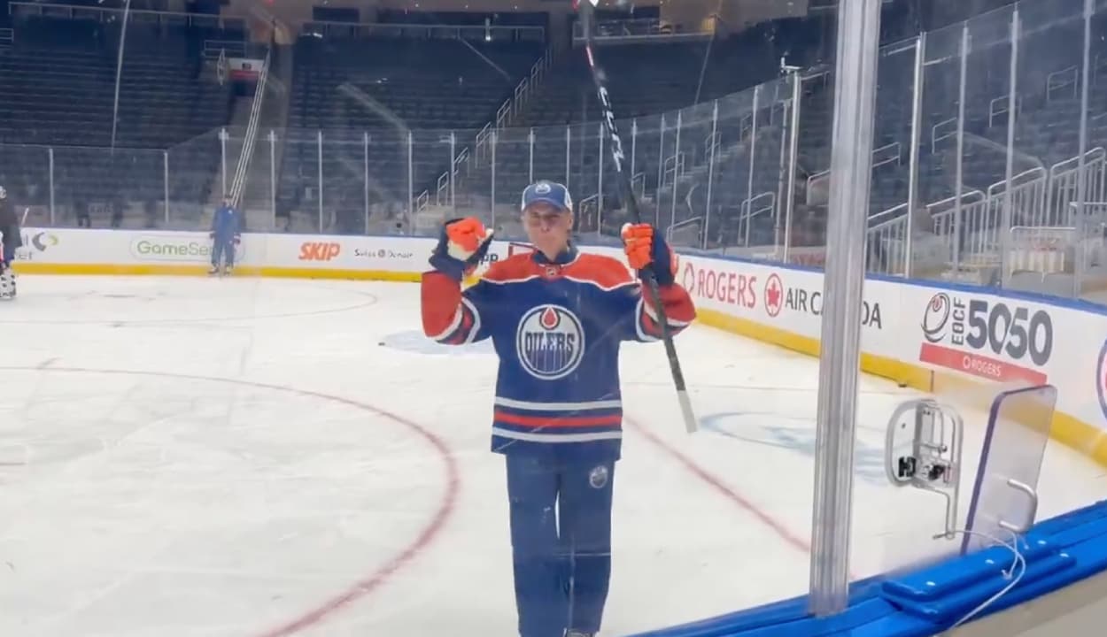 Prime Minister Mark Carney skates with Oilers ahead of game against Jets